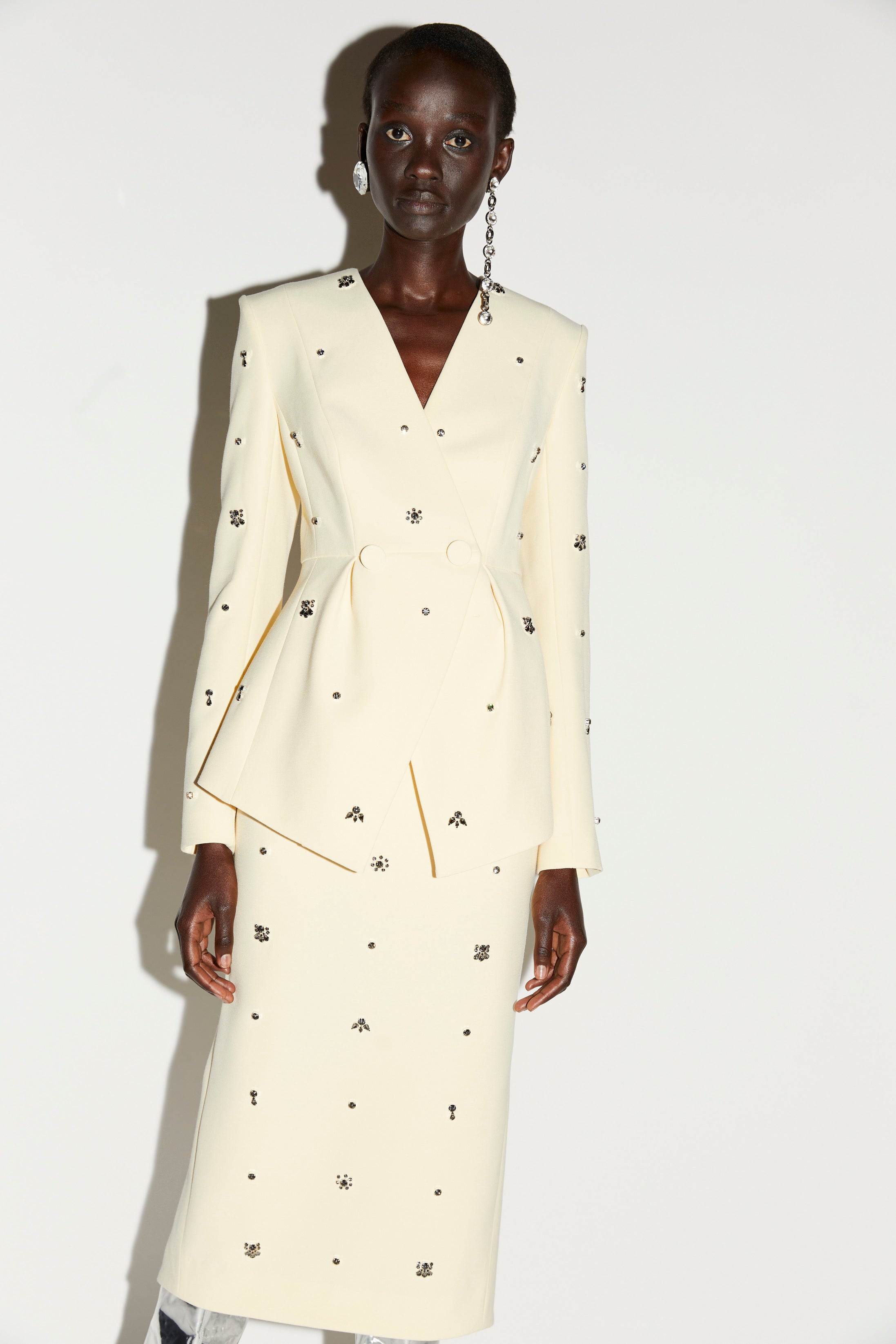 MILO JACKET YELLOW EMBELLISHED CREPE – HUISHAN ZHANG